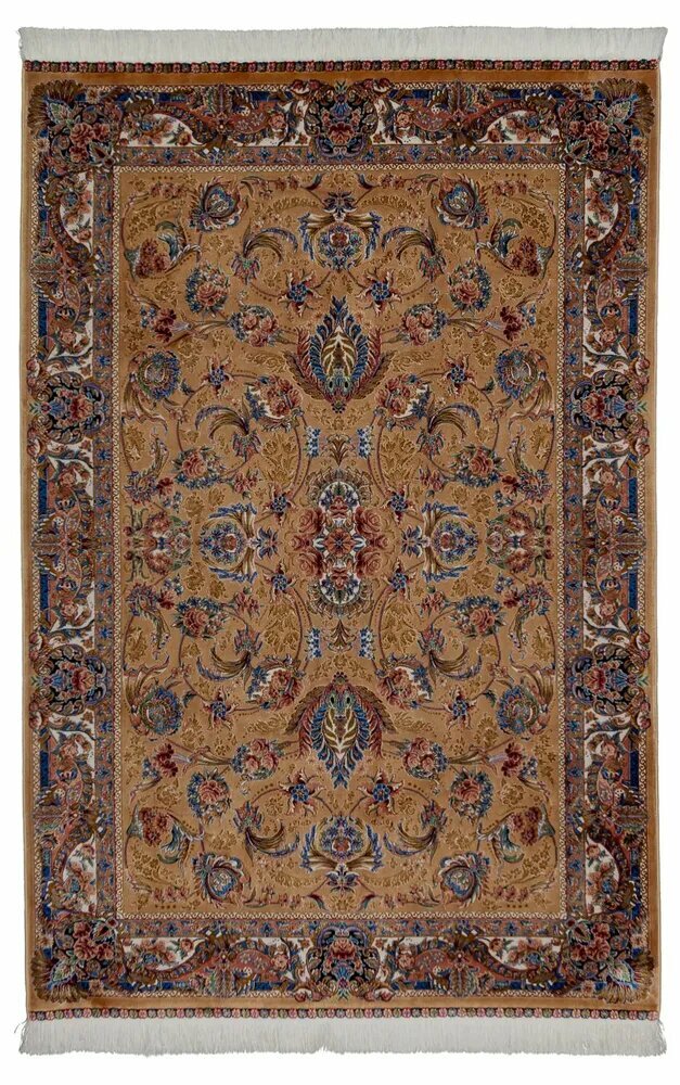 Иранский шелковый ковер 150x225 см для комнаты на пол, бежевый