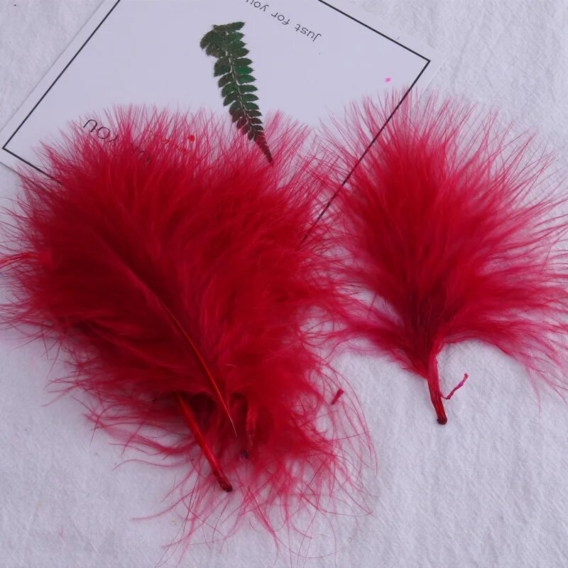 Натуральные пушистые перья марабу 8-12 см Розовый, 50pcs 6-12cm, wine red