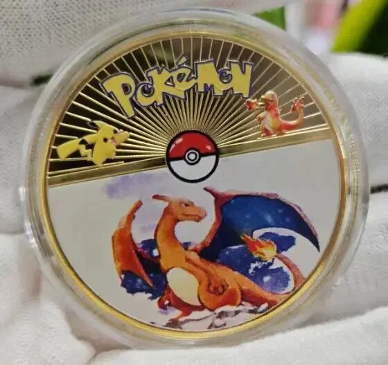 Позолоченные памятные монеты из аниме «Покемон», памятные монеты по играм, золотые монеты «Пикачу», «Мьюту», «Чаризард», игровые коллекционные предметы, детские подарки.
