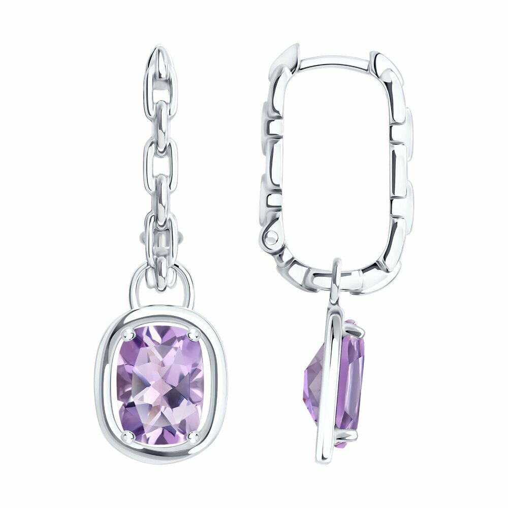 Серьги, серебро, 925 проба, родирование, аметист