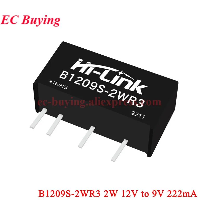 Hi-Link Модуль питания постоянного тока 1 Вт Черный, 1pc, B1209S-2WR3
