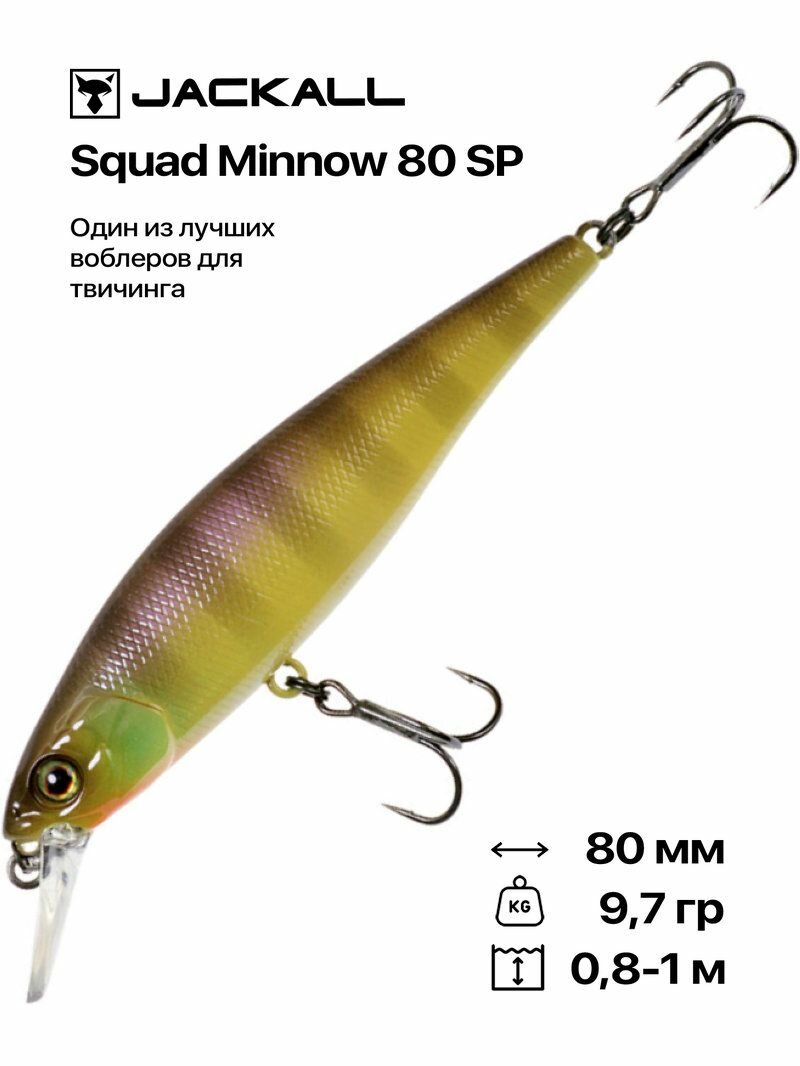 Воблер Jackall Squad Minnow 80 SP, 80 мм, 9,7 гр, 0,8-1 м, #Noike Gill