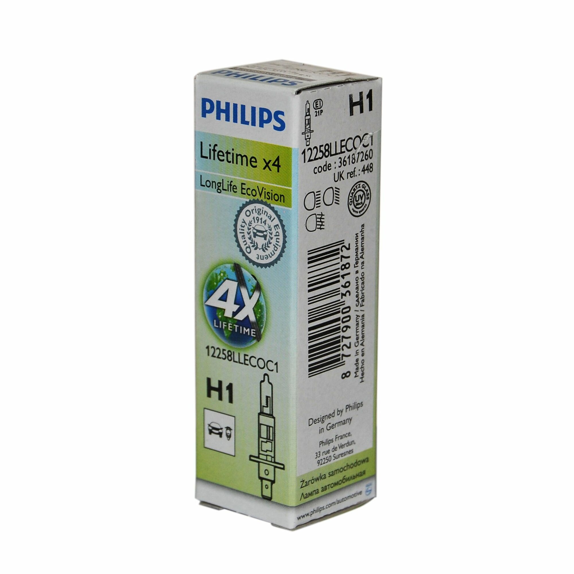 Автолампа H1 55W P14.5s LongLife EcoVision 12V