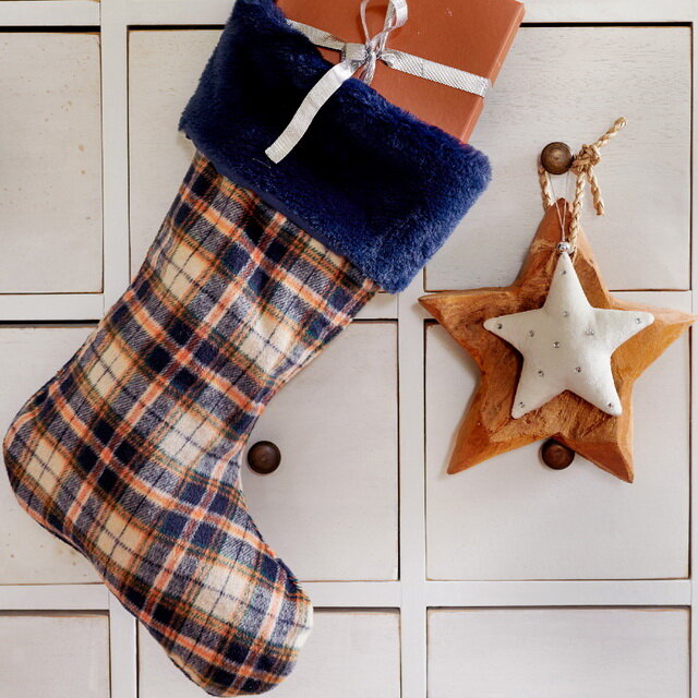 Новогодний носок Винтажная Клетка 44 см, Kaemingk, 520610-2