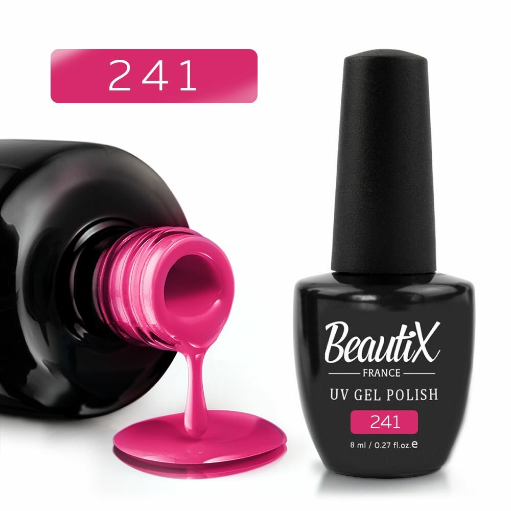 Гель-лак BeautIx 241 для ногтей, глянцевый, 8мл, барби-розовый