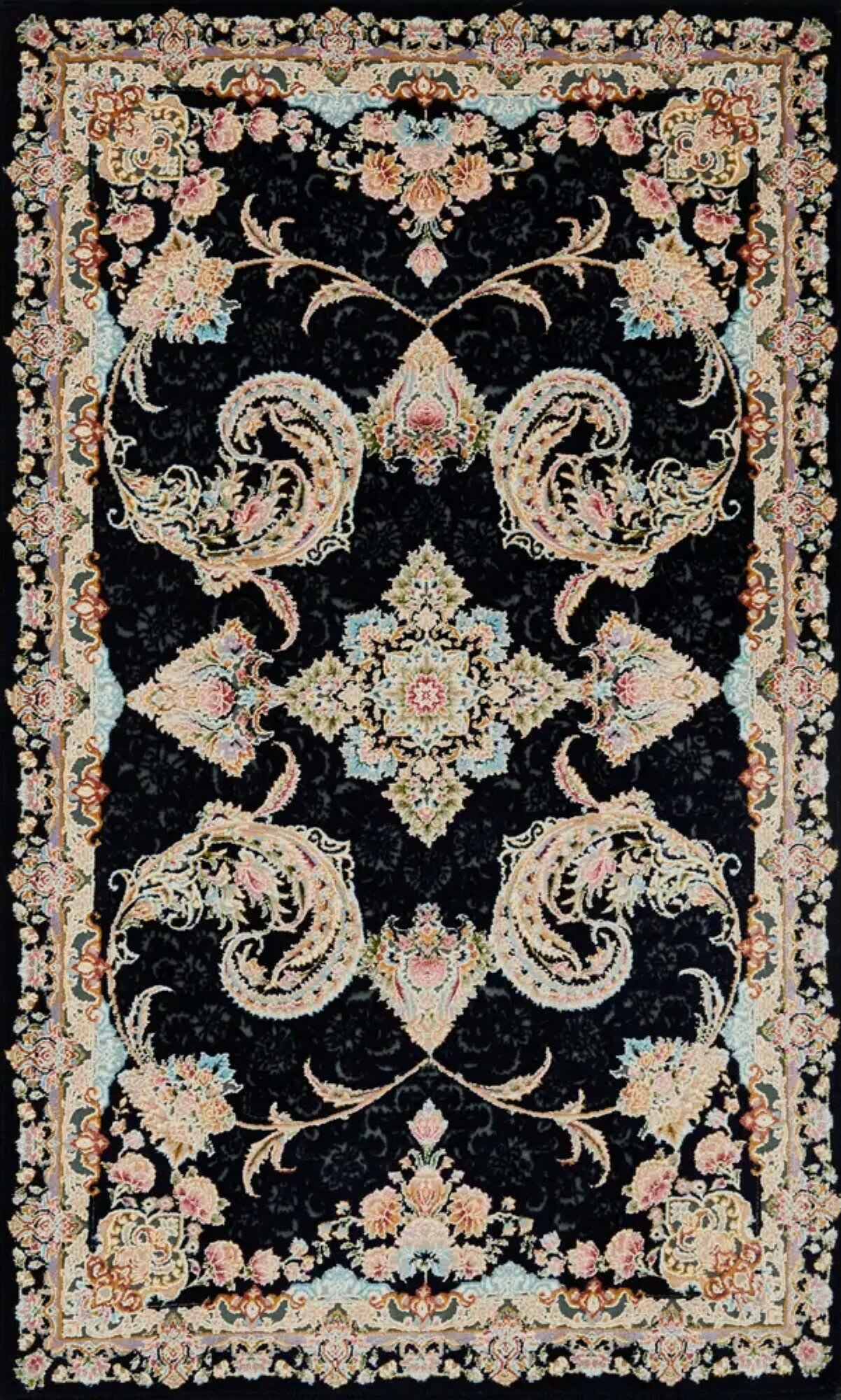 Коврик персидский высокоплотный с рельефным ворсом "ARNIKA темно-синий" 50х80 см