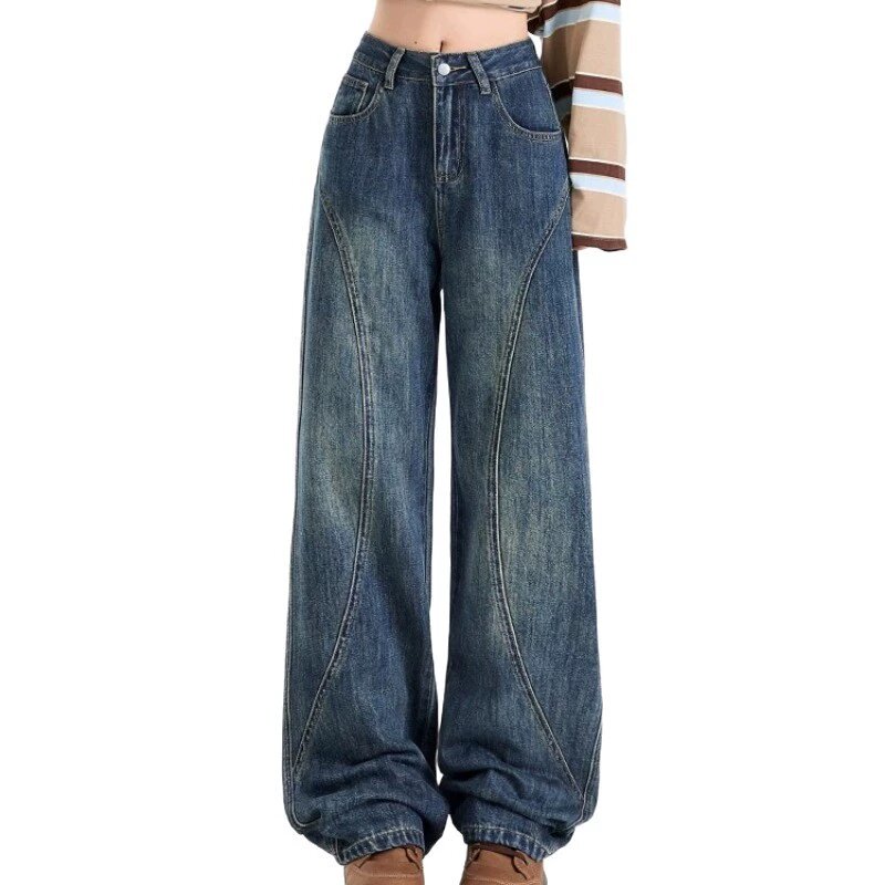 Женские джинсы Версия повышения Американские узкие широкие — весна-осень новинки плюс размер для груши стройные штаны