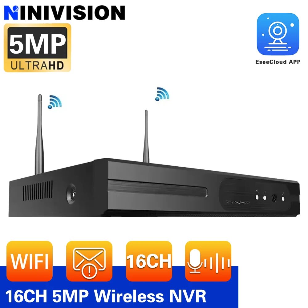 NINIVISION NVR WiFi 16CH 5MP, EU plug