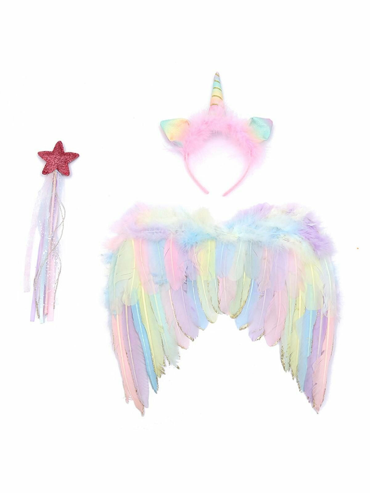 Ангельские крылья с ободком единорога, - костюм