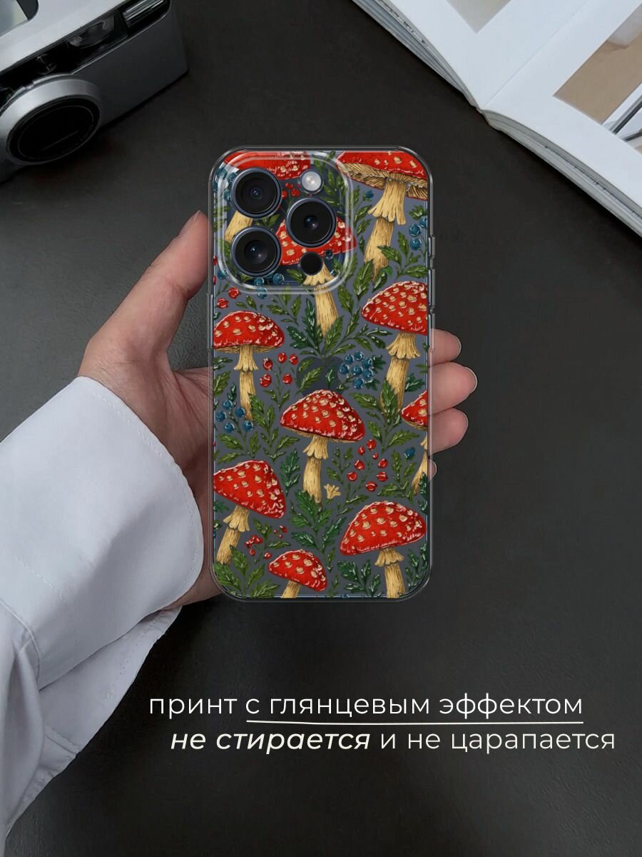 Чехол на Apple iPhone 15 Pro / Айфон 15 Про с принтом Мухоморы — фото 1