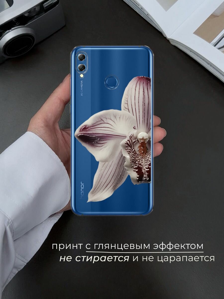 Силиконовый чехол на Honor 8X / Хонор 8Х с принтом Белая орхидея — фото 1