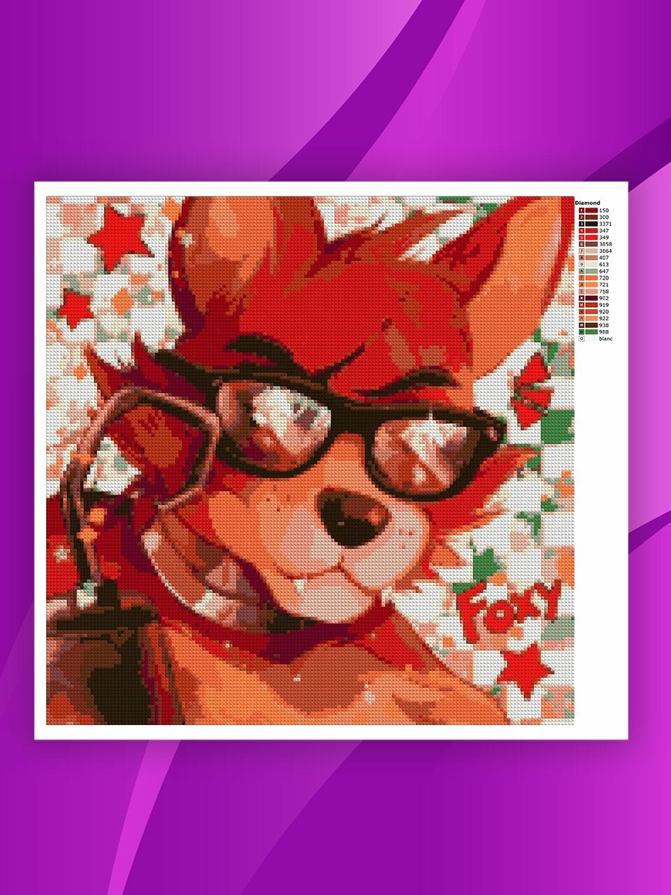 Алмазная мозаика без подрамника - вышивка - FNAF Foxy 40 х 40 см