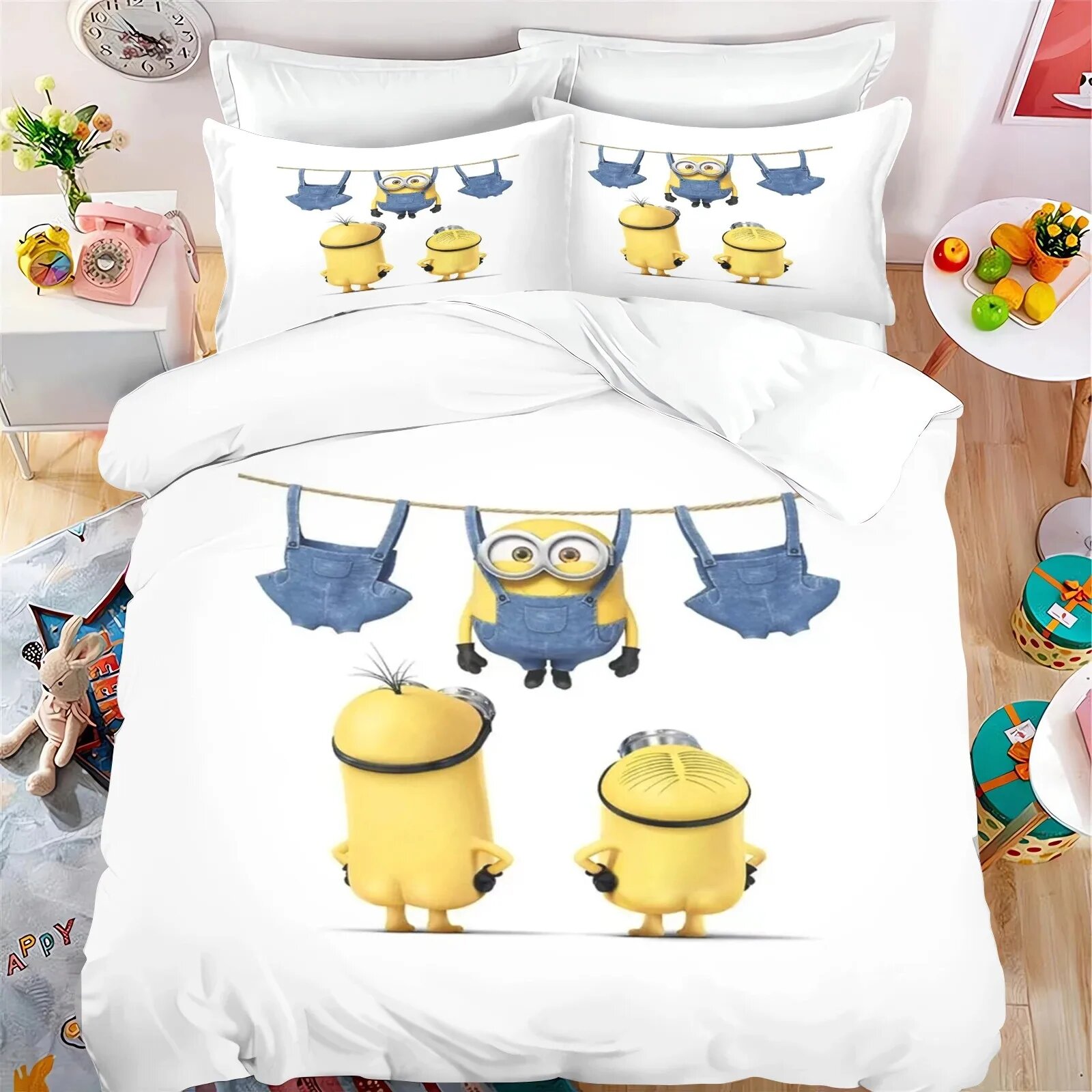 Комплект постельного белья MINISO Миньоны 3D полиэстер/хлопок 200x200cm 3pcs, 7