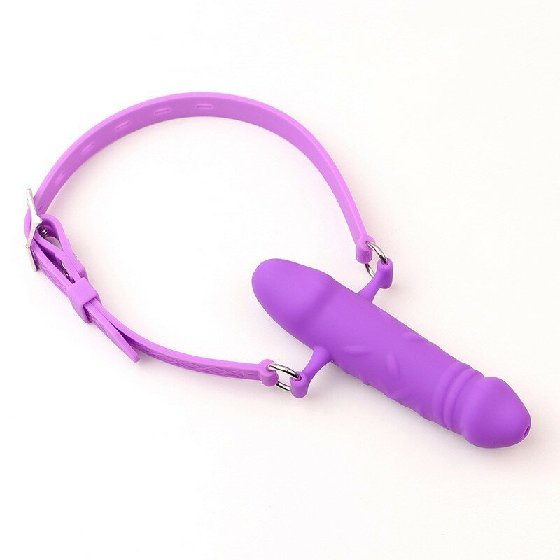 Силиконовый реалистичный кляп для пениса с двумя головками, садомазохистское бондажное принуждение к глубокому горлу, секс-игрушка для взрослых