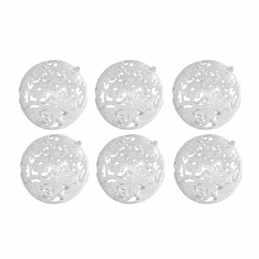 Блестящие полые елочные шары 55мм, Белый