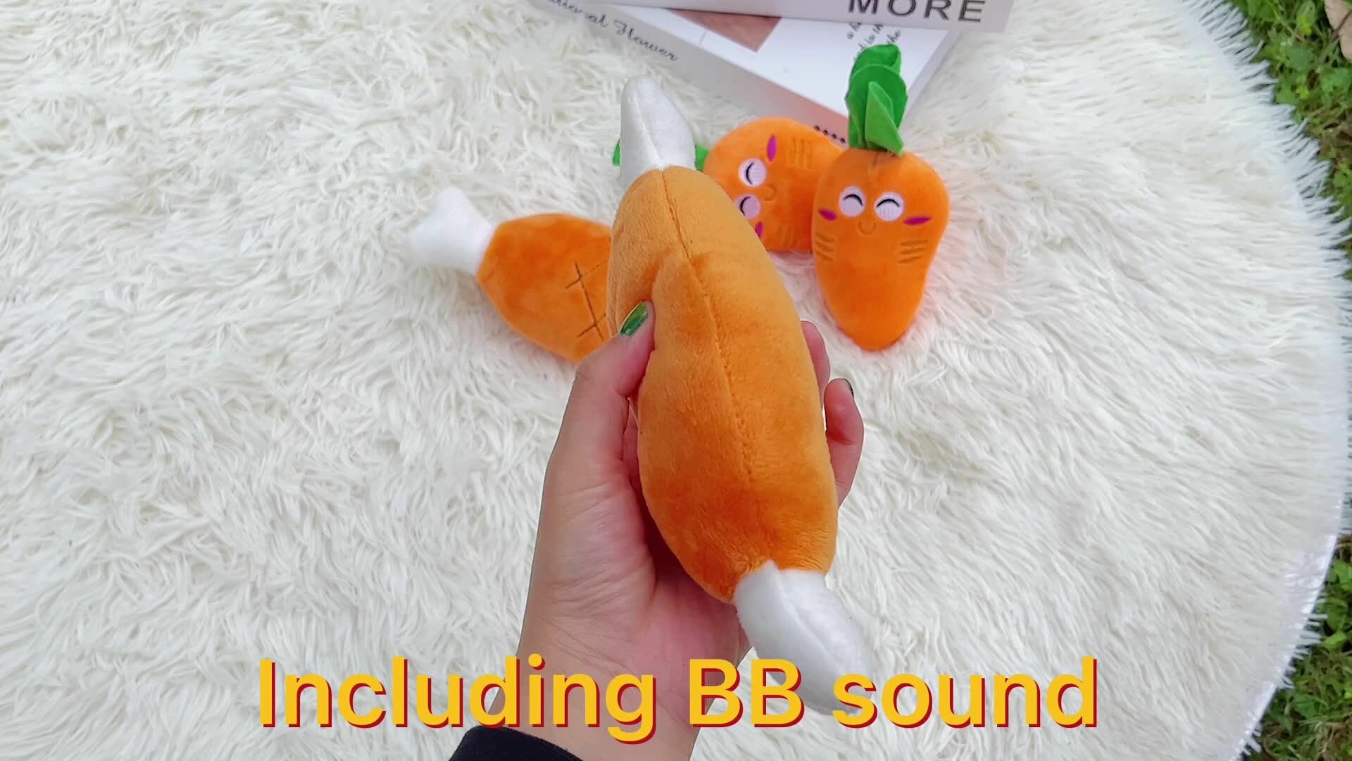 Куриные ножки с косточками, фруктовая морковь, плюшевая игрушка, устойчивая к укусам