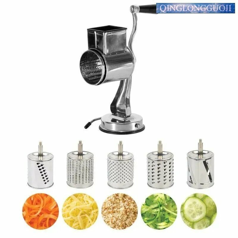 Терка сыра из нержавеющей стали, роторный измельчитель, овощерезка, слайсер для салата, многофункциональная ручная терка, 5 лезвий