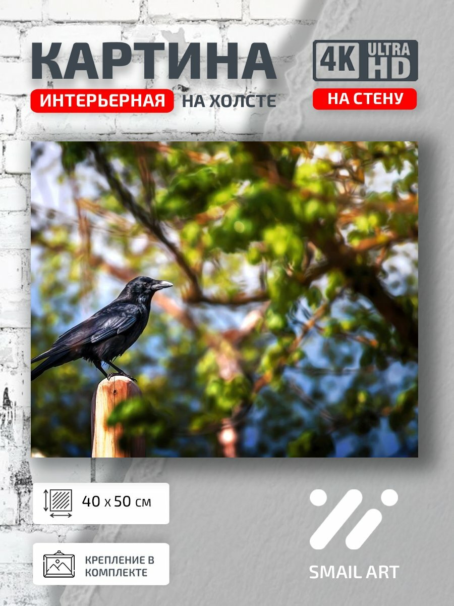 Картина на холсте интерьерная 40 на 50 на стену Ворона Landscape для гостиной пейзаж декор