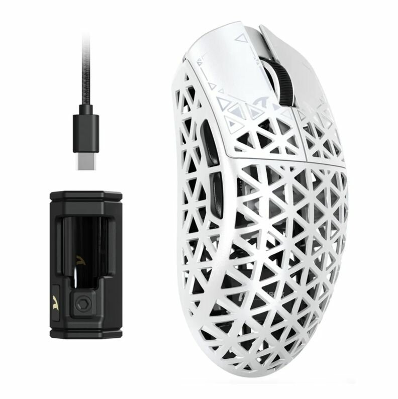Беспроводная игровая мышь Attack Shark R5 Ultra, Carbon PAW3950, 8K, Bluetooth + 2.4Ghz USB, белый