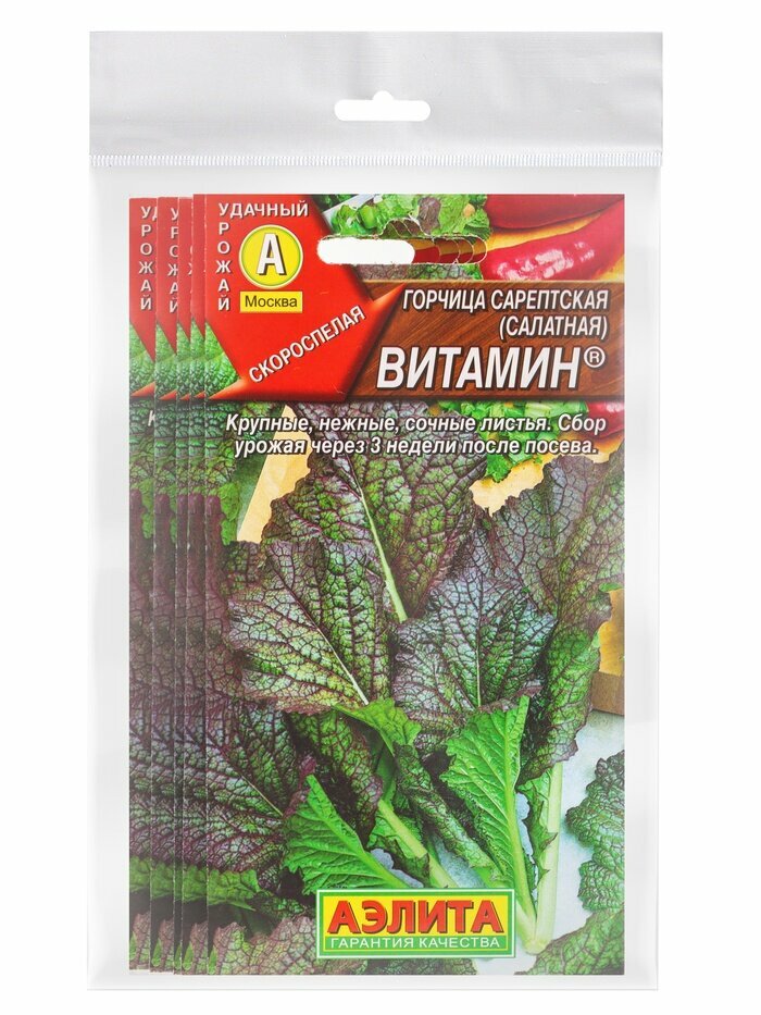 Набор семян Горчица салатная "Витамин", 5 шт.