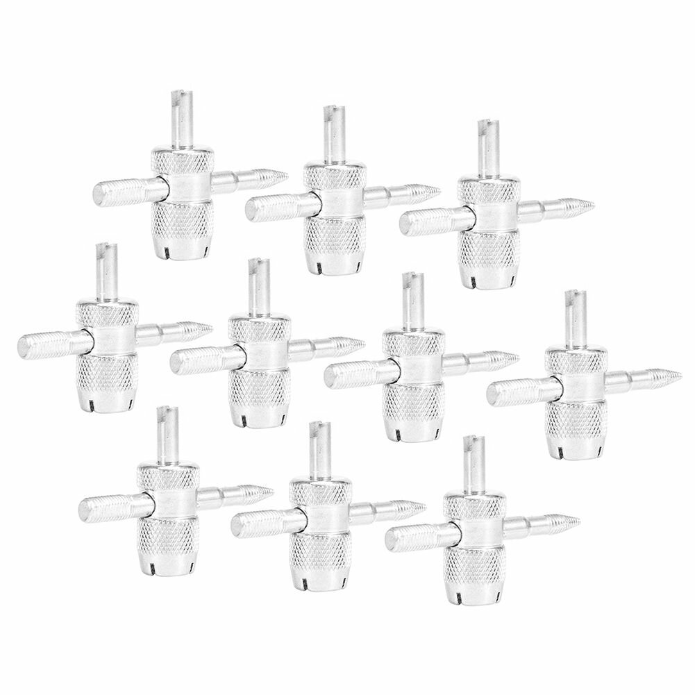 10шт 4-ходовой шинный клапан Core Keys Remover Kit Алюминиевый сплав Инструмент для ремонта автомобилей