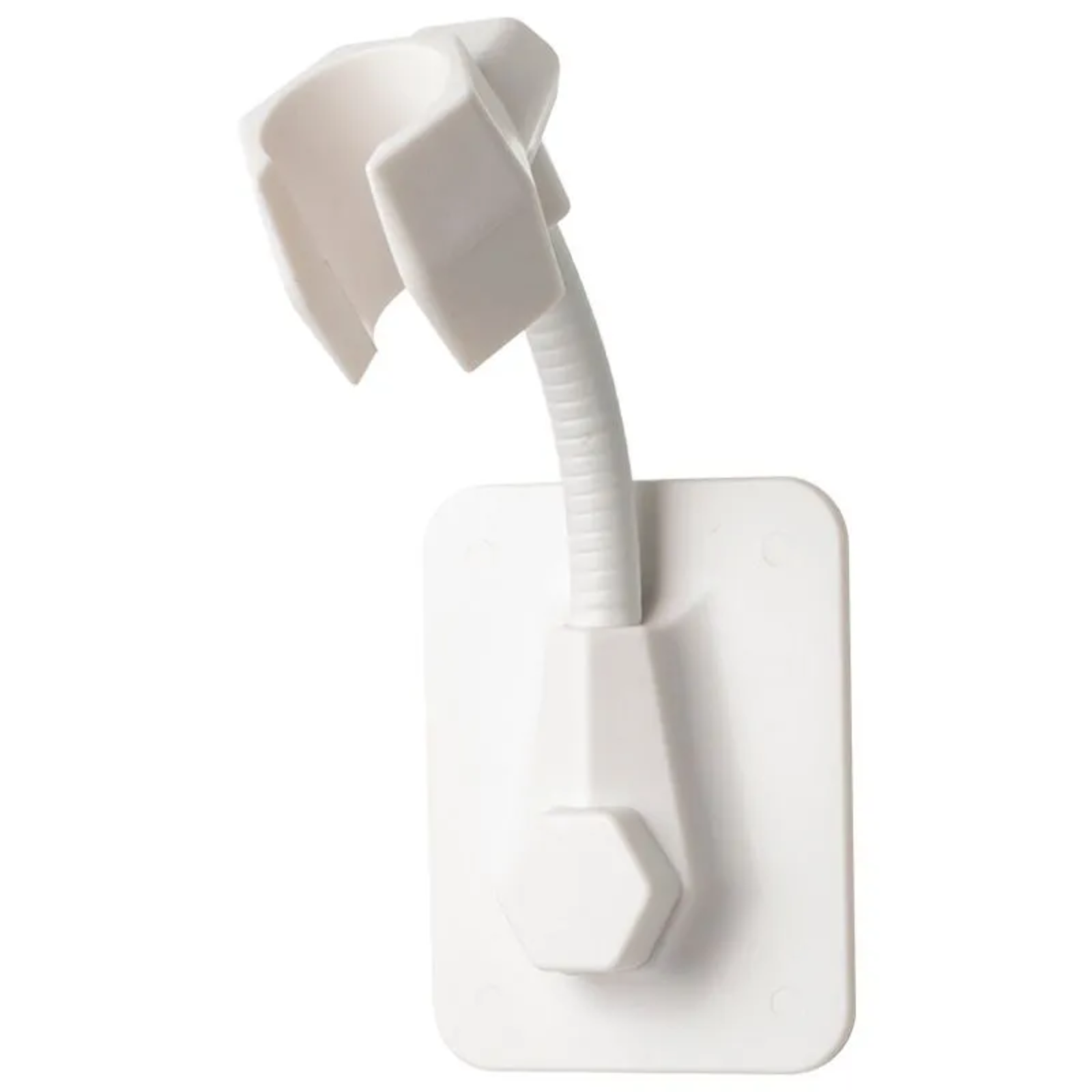 Держатель для душевой головки самоклеющийся регулируемый кронштейн, материал пластик, отделка матовая, длина шланга 8 см, высота стержня 2,2 см, цвет белый, количество 1 штука, установка внутренняя скрытая настенная, использование в душе