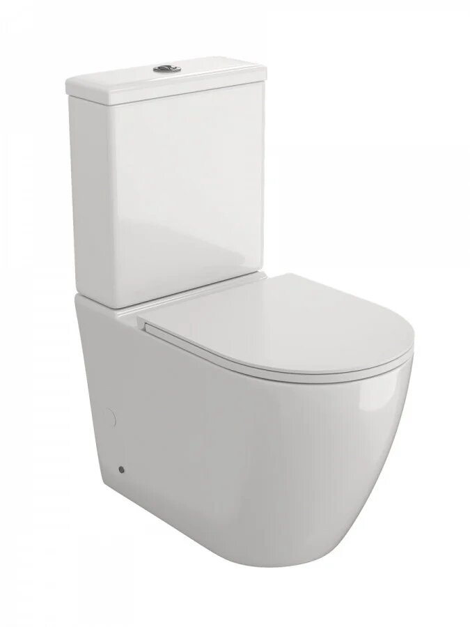 Унитаз-компакт напольный Teymi Lina R T40120 с микролифтом, безободковый, антивсплеск, фарфоровый, белый, глянцевый, овальный, с нижним подводом, сиденье для унитаза в комплекте