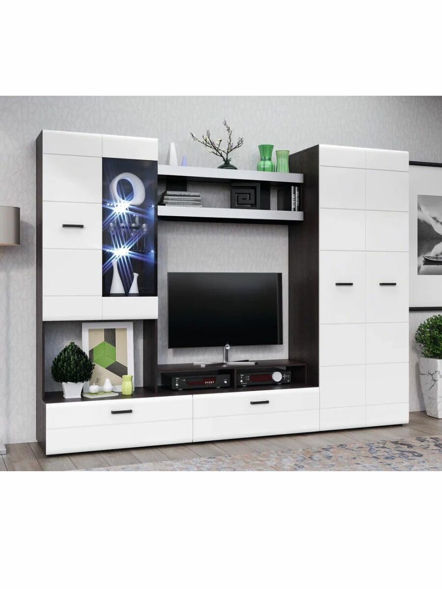 Гостиная Нэнси NEW Вариант №4 Венге/Белый глянец, МИФ