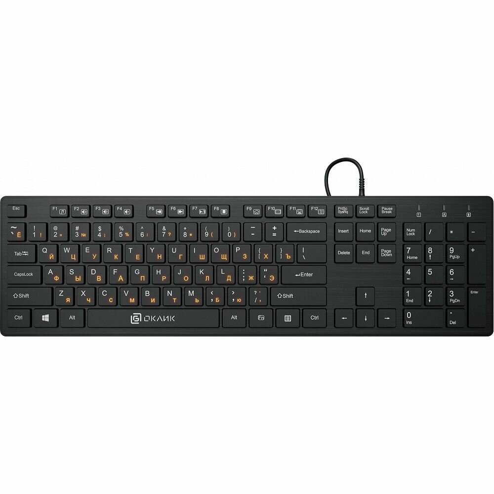 Oklick Клавиатура 520M2U черный черный USB slim Multimedia 1061587