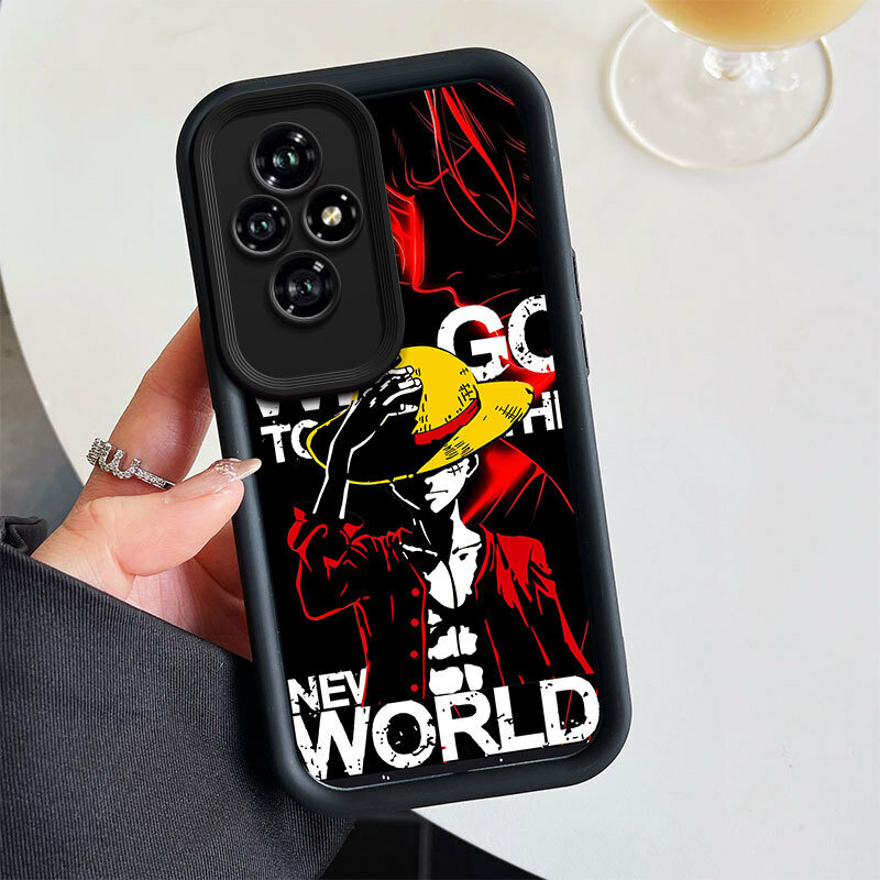 TPU противоударный полный чехол для Honor 200 Lite 5G - дизайн Луффи, черный, прочный и устойчивый к царапинам