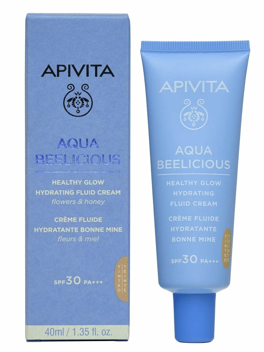 Апивита аква билишес Увлажняющий тональный флюид SPF30 с эффектом сияния кожи, 40 мл | APIVITA Aqua Beelicious