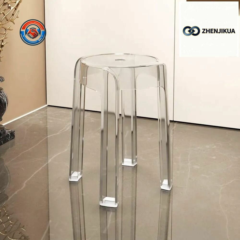 Прозрачный акриловый табурет-кольцо, складной стильный пластиковый табурет для кухни и гостиной, компактный стопкой стул для маленькой квартиры