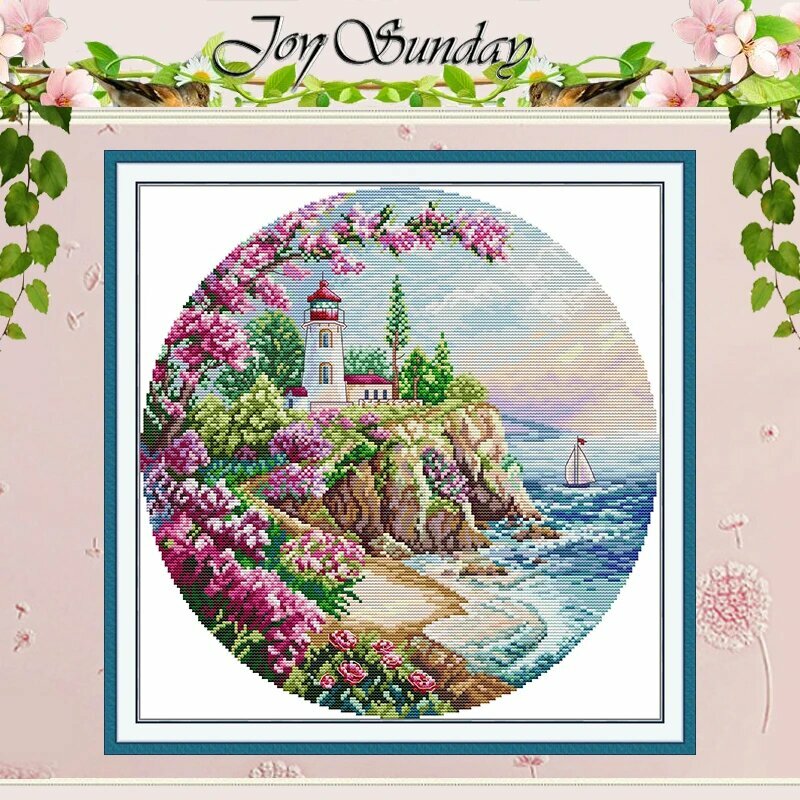 Набор для вышивки крестом Joy Sunday По горя с цветами 16CT HD printed