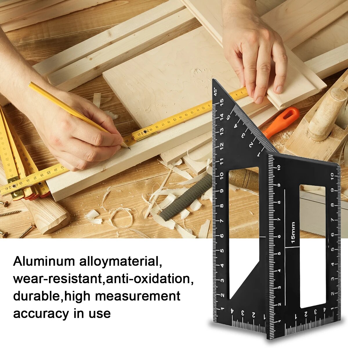 Многофункциональная Квадратная Угловая Линейка Из Алюминиевого Сплава, Деревообрабатывающий Инструмент, 45/90 Градусов