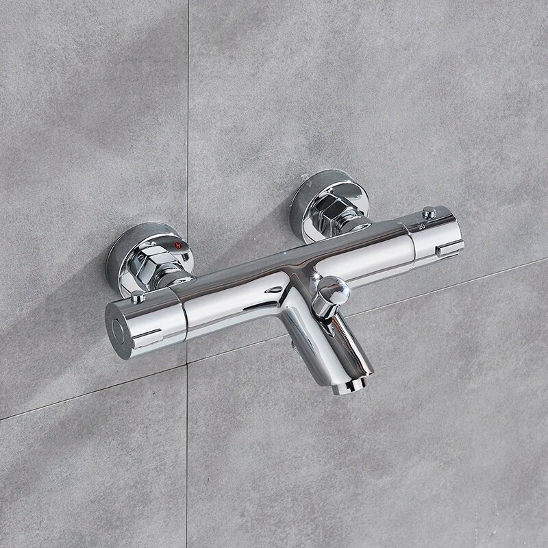 Термостатический смеситель для ванны и душа Senlesen из хрома, термостатический смесительный кран с двумя ручками, настенный смеситель для душа в ванной комнате, хром C