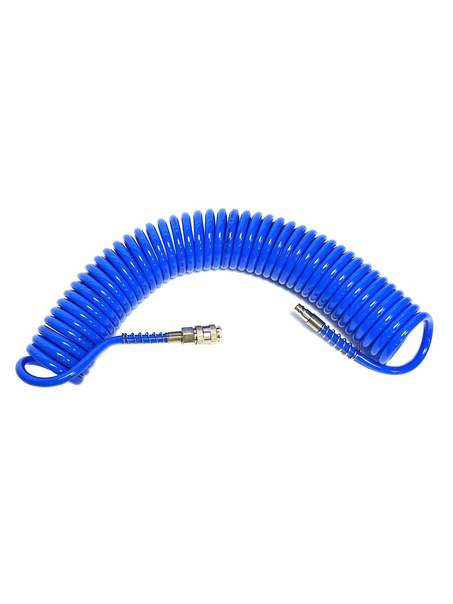 Шланг витой полиуретановый для воздушного компрессора PU спиральный 10м / 10мм / 6,5мм с быстросъемами, 101065м, МаякАвто