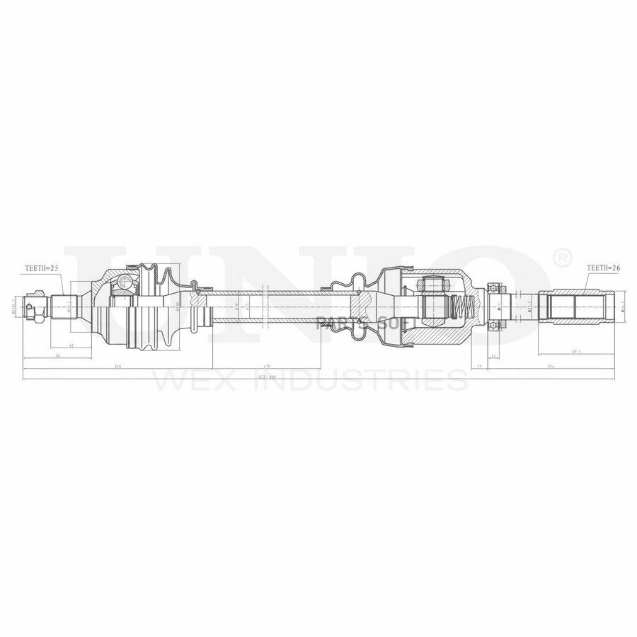 UNIO CVJ-10129 Привод в сборе передний правый