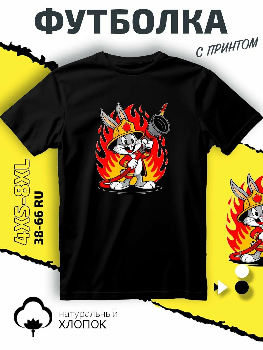 Футболка Багз Банни мультфильм пожарный