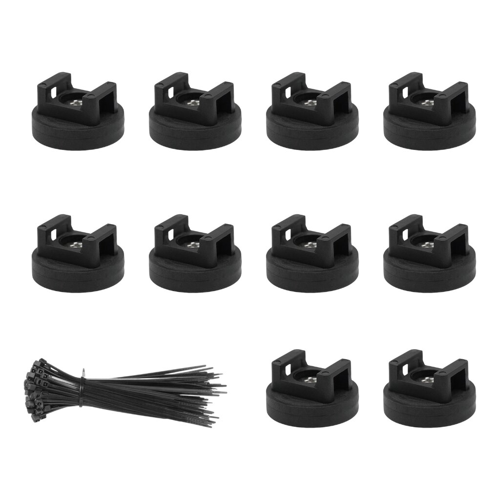 Черный комплект магнитных зажимов и стяжек для крепления кабеля В комплекте С системой управления кабелями Уменьшает беспорядок при организации пучка из 30 проводов