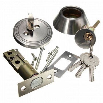 Замок врезной Deadbolt-101 К-19 Широкий 5 ключей-вертушка, никель (60-70мм)