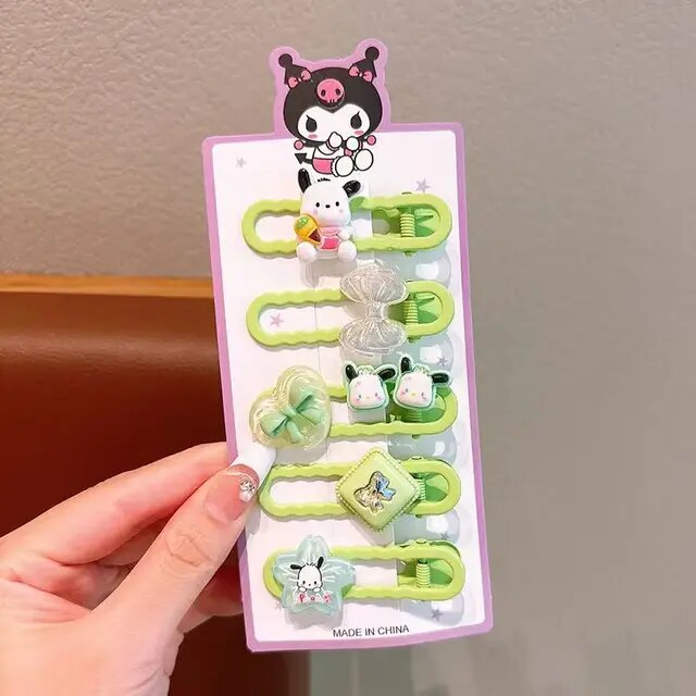 Набор из 5 новых заколок для волос Sanrio My Melody Kuromi Kawaii Girl Cartoon — аксессуар для волос, подарок на день рождения для детей.