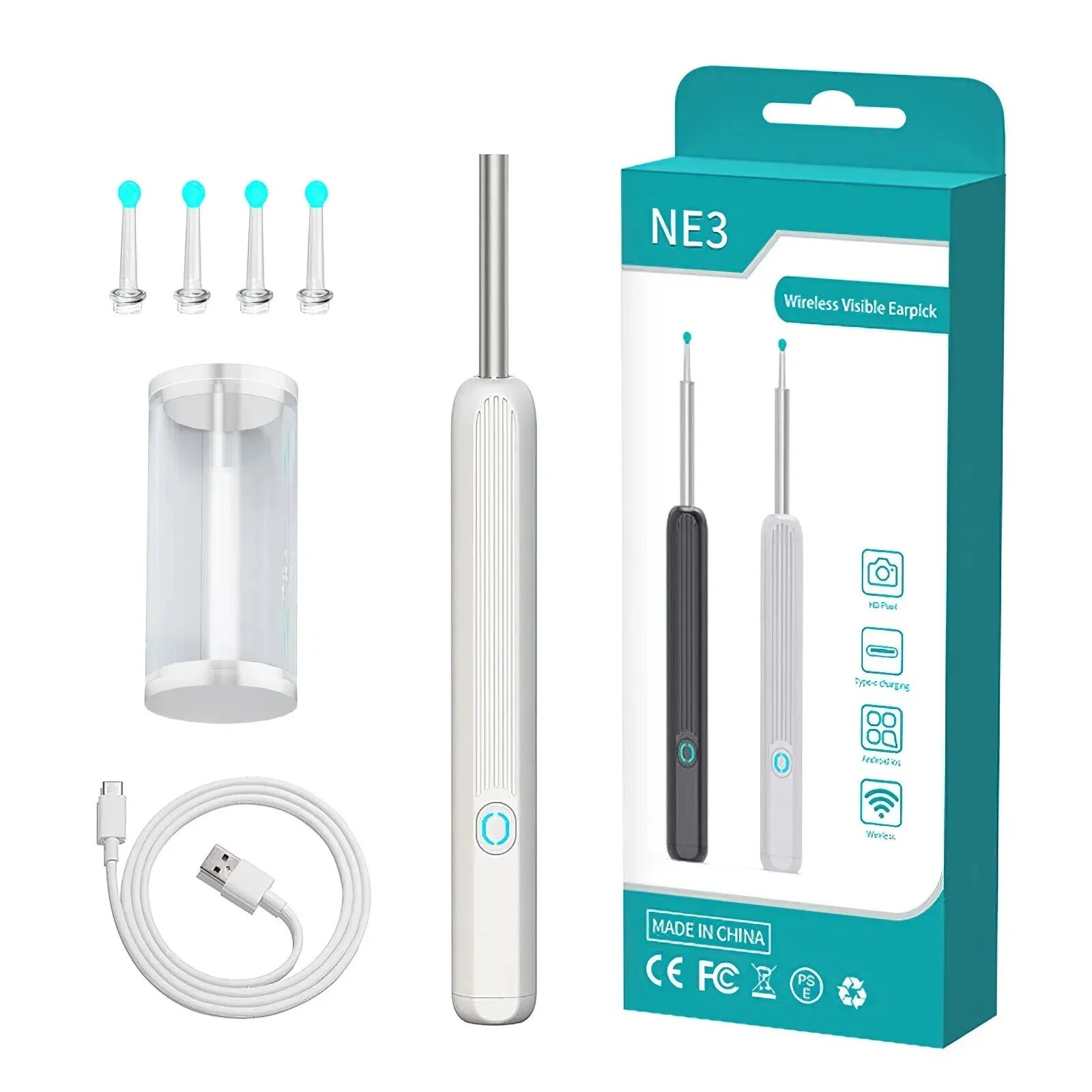 WiFi Earpick Endoscope kebidumei White