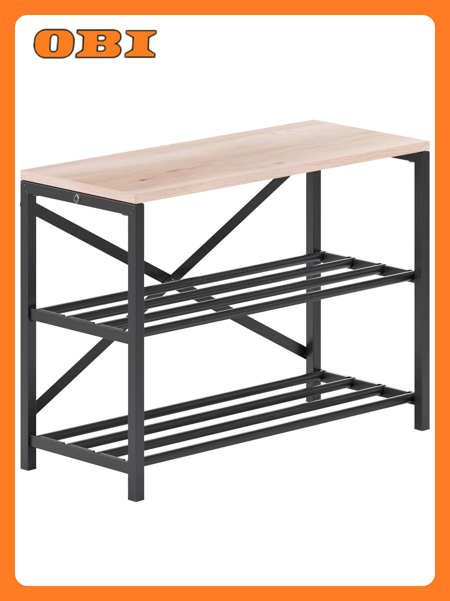 Обувница напольная METALL ZAVOD Gutta Эвок, 50x69х29 см, с сиденьем, черная