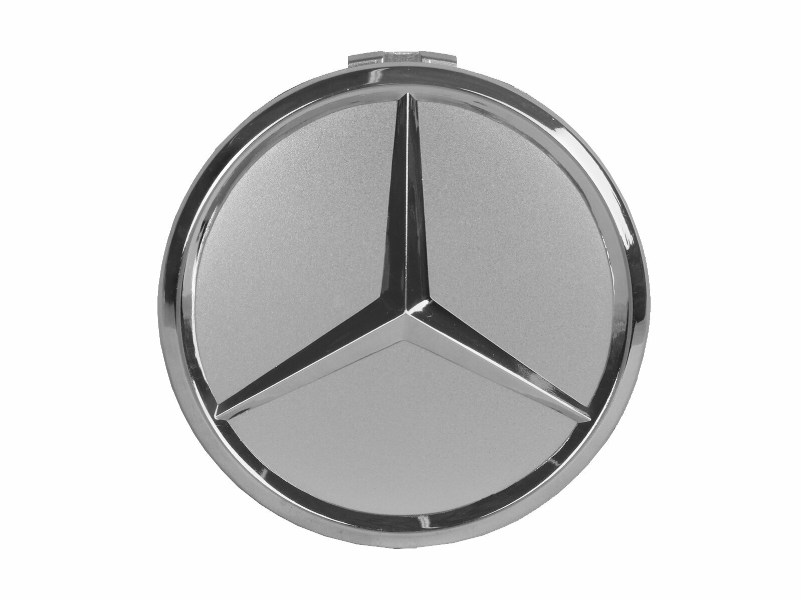 Заглушка литого диска MERCEDES, серый хром, диаметр 71-74 мм
