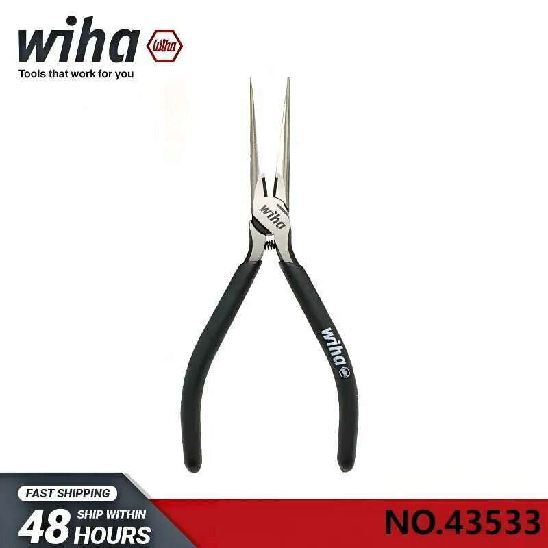 Wiha NO.43533 Плоскогубцы с длинным носом и кусачками, бытовые, для обслуживания 6 дюймов