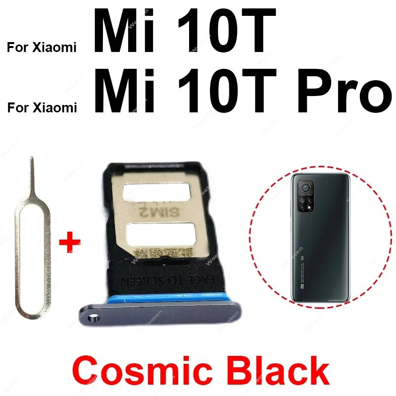 Держатель лотка для sim-карты для Xaiomi Mi 10 10 Pro SIM ридер слот для карт гнездо адаптеры запасные части для сотового телефона Mi 10T 10TPro-Black