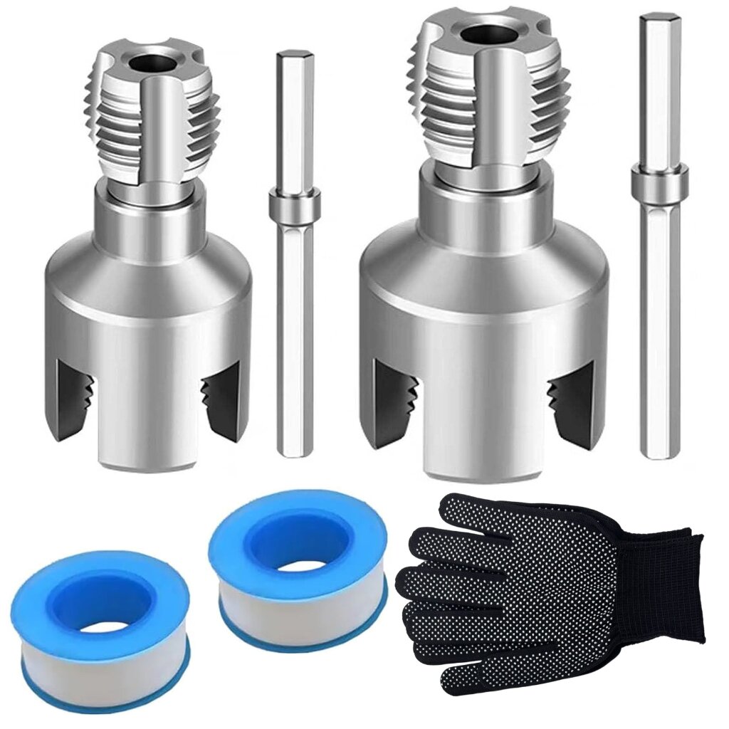 Набор Резьбонарезных Устройств для труб 4-Точечный 6-Точечный Инструмент Для Нарезания Резьбы из Углеродистой Стали с Перчатками и Фторопластовой Лентой для Монтажа Сантехники