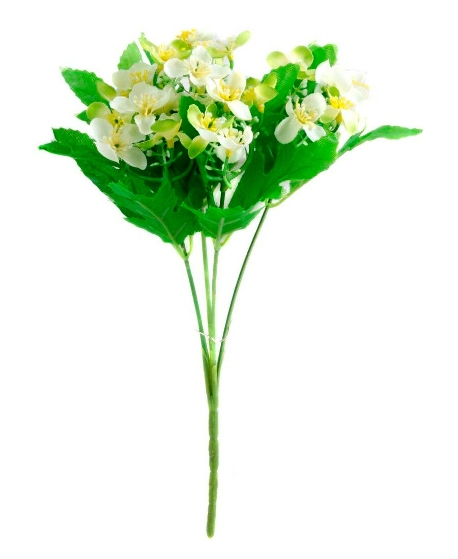 Растение искусственное Волшебная страна Лютик белое-зеленое 28,5 см