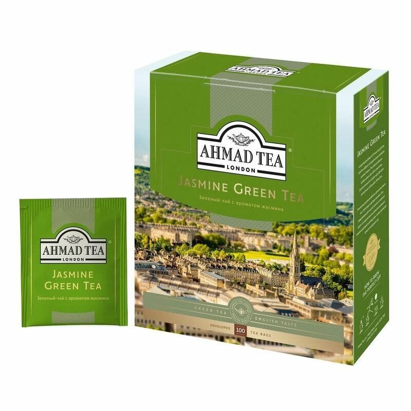 Ahmad Tea Чай в пакетиках Green Jasmine, зеленый, 100 пакетиков