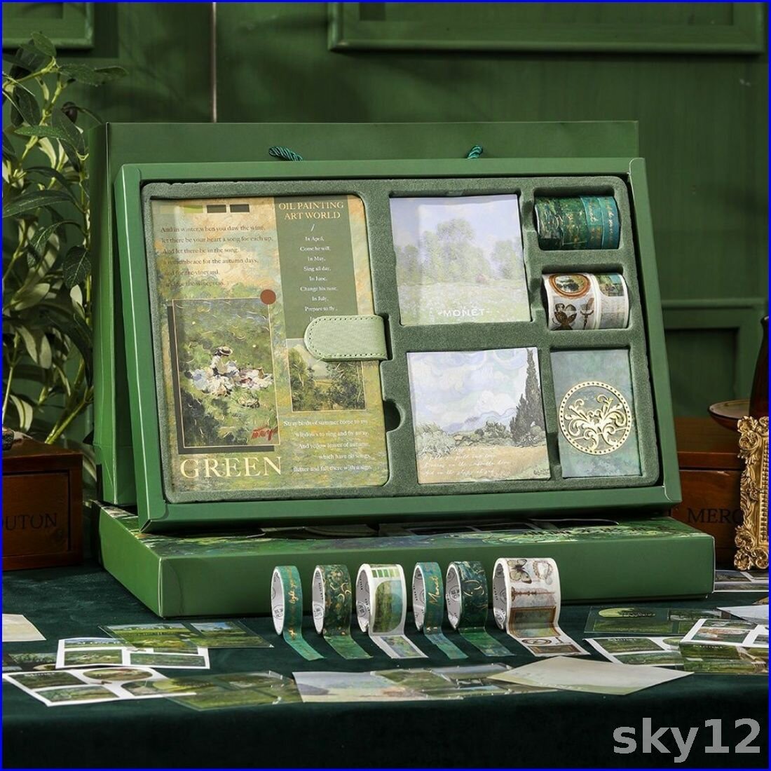 Блокнот, подарочный набор с самоклеящимися заметками, наклейками и закладками, серия классических масляных картин, МонеKOMOER